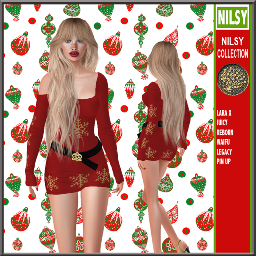 Second Life Marketplace Belted Christmas Knit Dress
